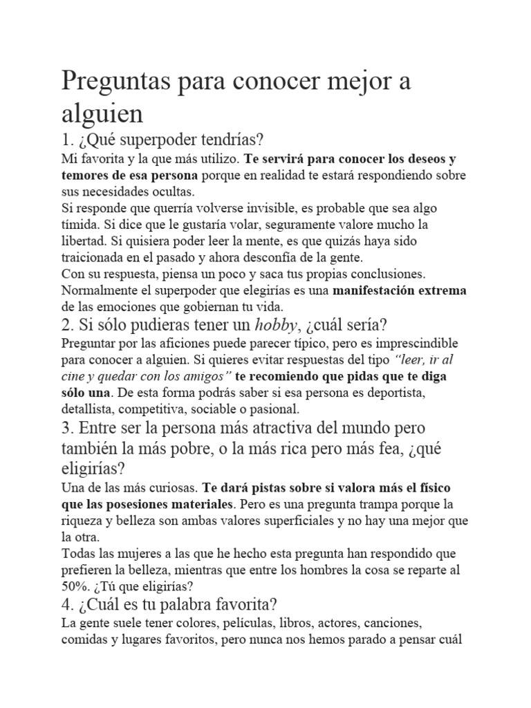 Preguntas Para Conocer Mejor A Alguien Pdf