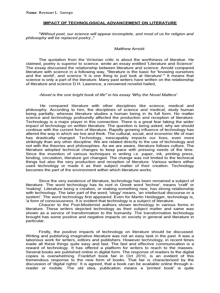 Technology's Influence on Literature | PDF | Science | Translations
