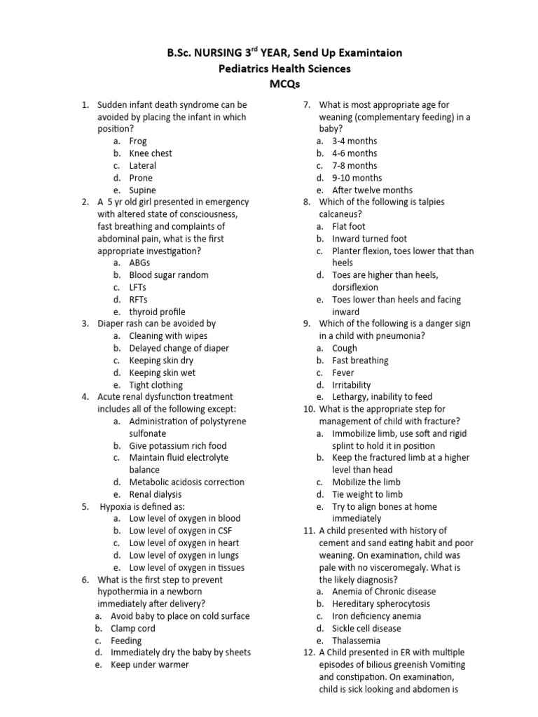 Mcqs Send Up 2024 Bsn | PDF | Anemia | Hyperglycemia