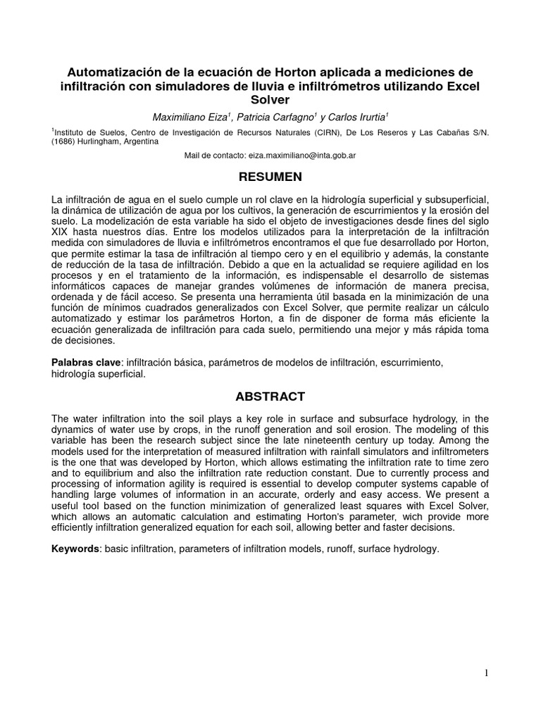 Automatización de La Ecuación de Horton Aplicada A Mediciones de ... Automatización de La Ecuación de Horton Aplicada A Mediciones de ...