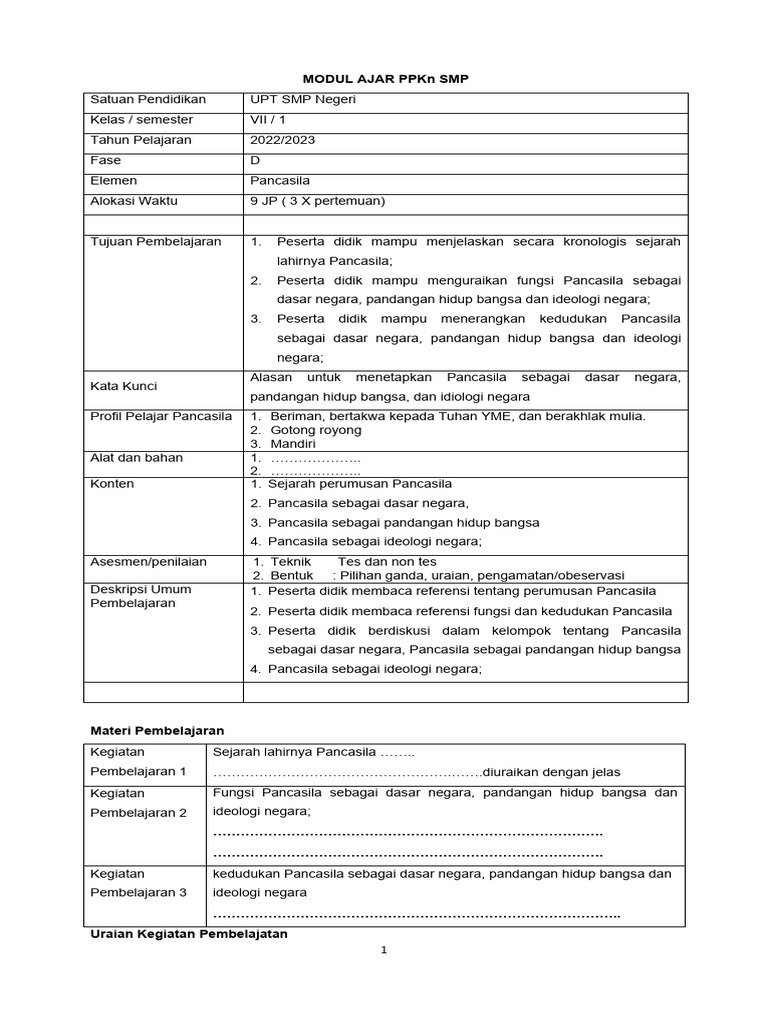 Contoh Modul Ajar | PDF
