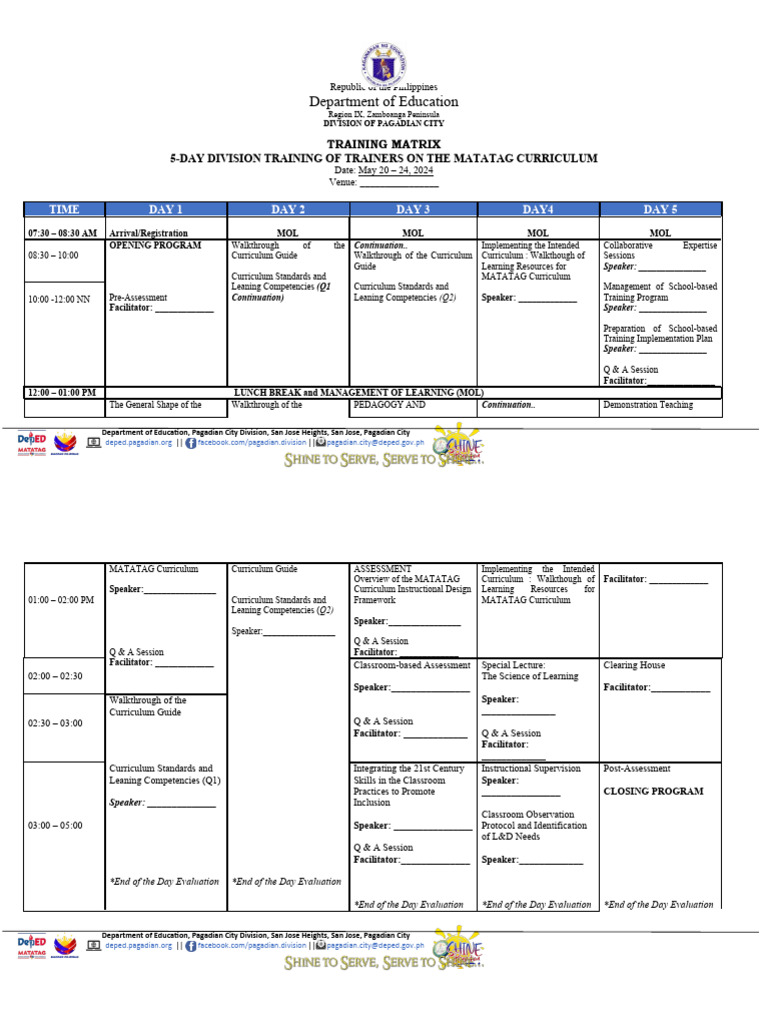 Matrix Matatag Dtot | PDF | Curriculum | Cognition