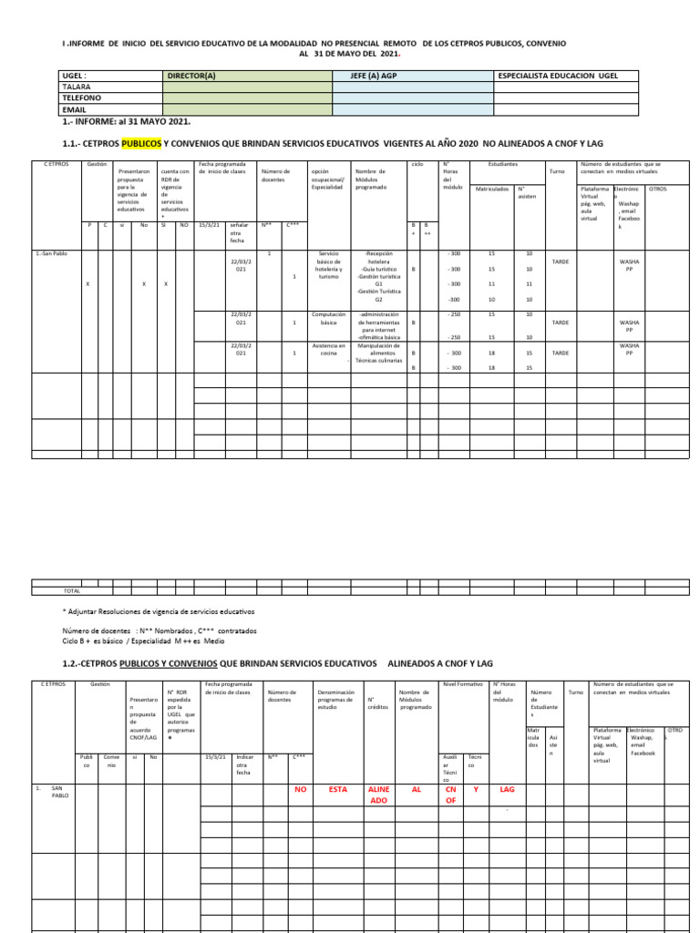 Informe Mayo 2021 Cetpro | PDF