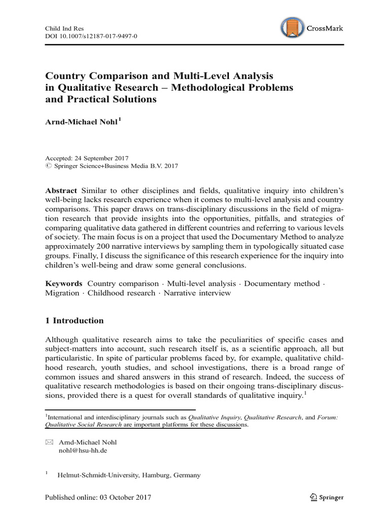 Country Comparison and Multi-Level Analysis in Qualitative Research | PDF | Methodology ...