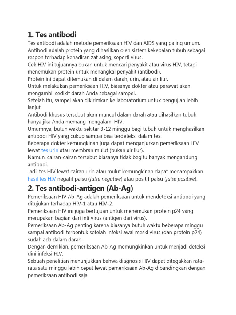 Pemeriksaan Penunjang Hiv | PDF | Pengembangan Diri | Sains & Matematika