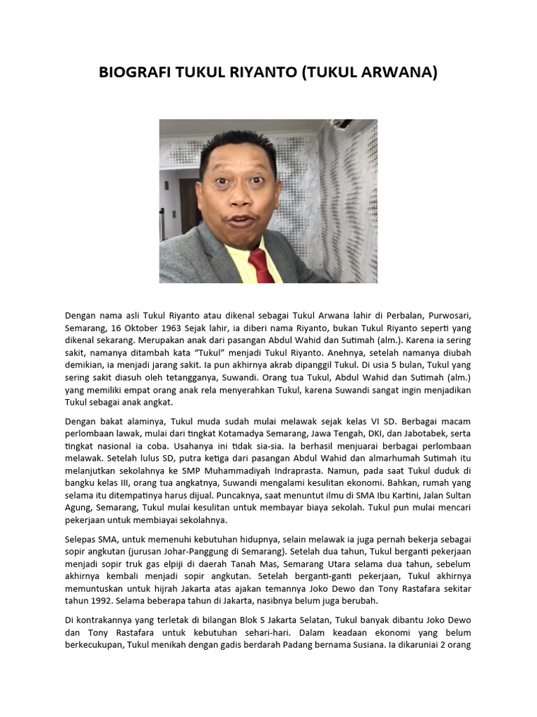 Biografi Tukul Riyanto | PDF