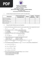 Math 10 Pre & Post Test Module 3 | PDF | Polynomial | Function ...