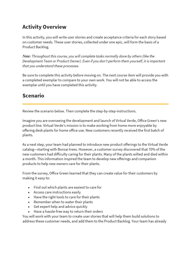 Activity01 WriteUserStoryAcceptaceCriteria | PDF | Cognition