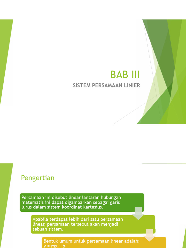 Anum - Presentasi - Bab 3 - Persamaan Linier (Mudjiatko) | PDF