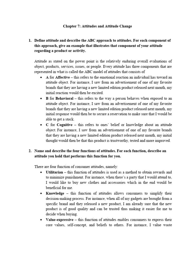 Consumer Behavior Attitudes And Attitude Change Pdf Attitude