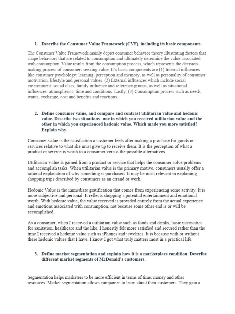 Consumer Behavior Cosumer Value Framework Pdf Consumer Behaviour Behavior