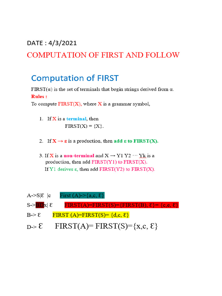 First Follow | PDF | Computer Science | Parsing