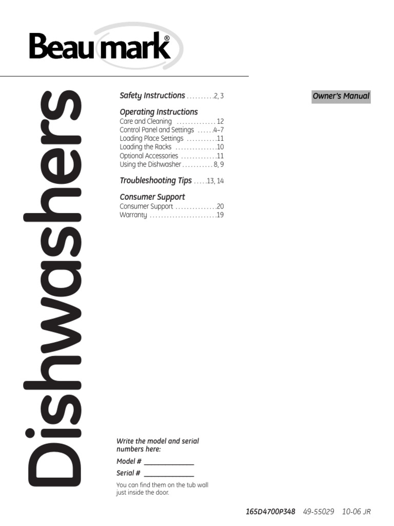 Beaumark - DM-DW9702-EN | PDF | Dishwasher