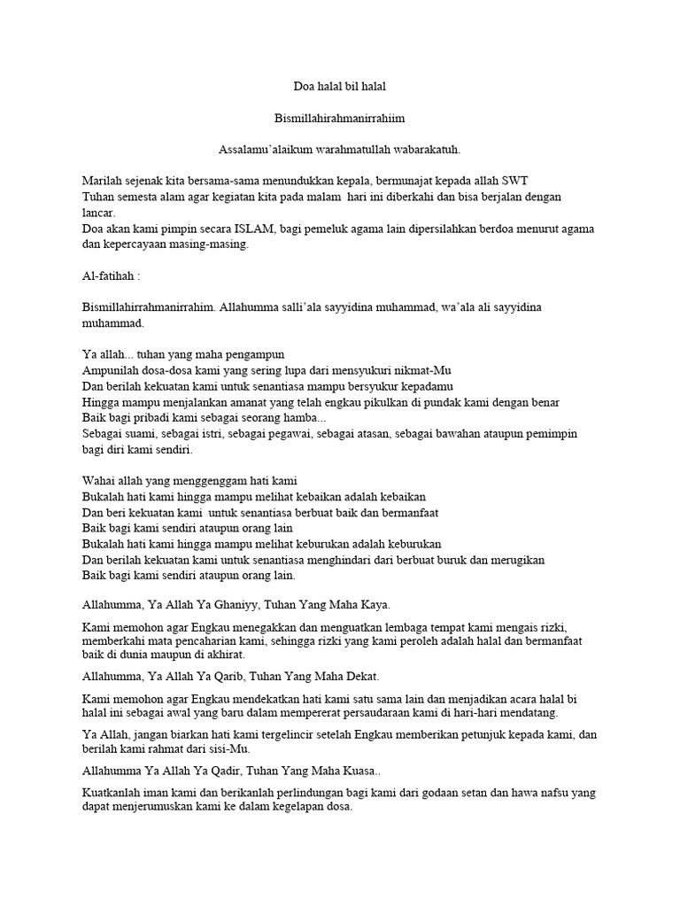 Doa Halal Bil Halal | PDF | Pengembangan Diri | Gaya Hidup
