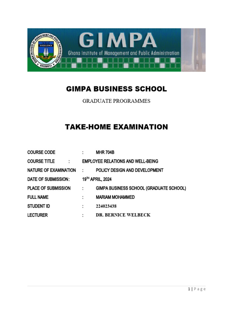 Take Home Exam MHRM 2023 2024 Employee Relations | PDF | Mediation ...
