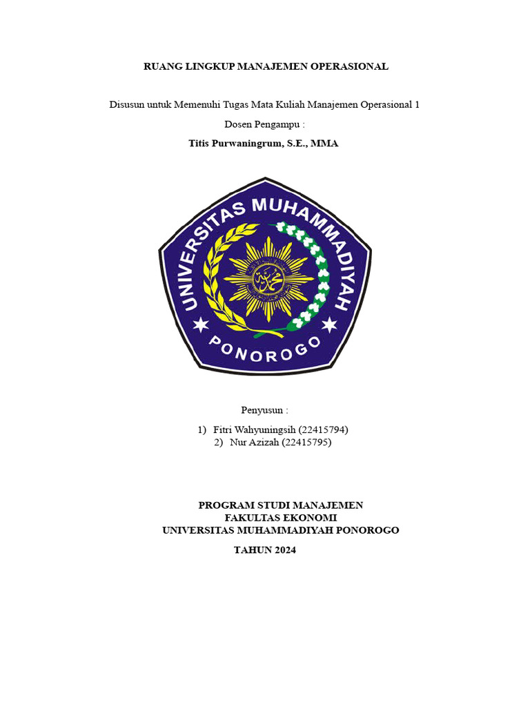 Ruang Lingkup Manajemen Operasional | PDF | Bisnis