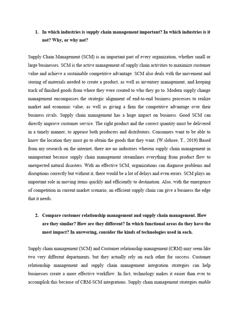 Supply Chain vs. Customer Management Insights | PDF | Supply Chain ...