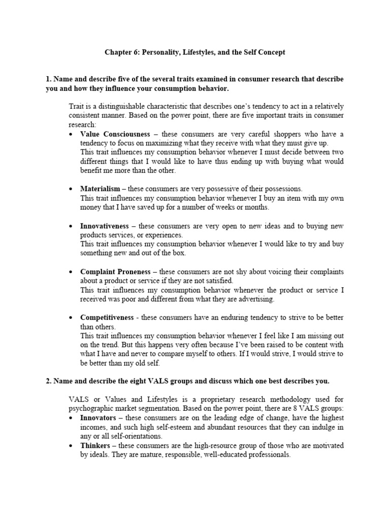Consumer Behavior - Personality, Lifestyles, and The Self Concept | PDF ...