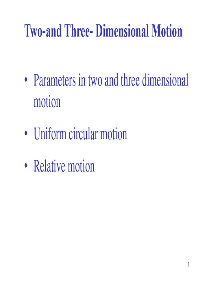 Lecture 3 - Two and Three Dimensional Motion | PDF | Acceleration | Applied And ...