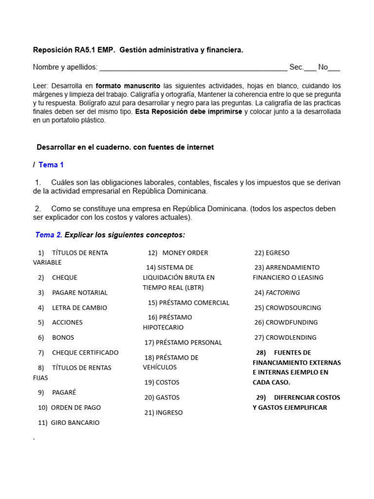 Reposición RA5.1 EMP | PDF | Economias | Business
