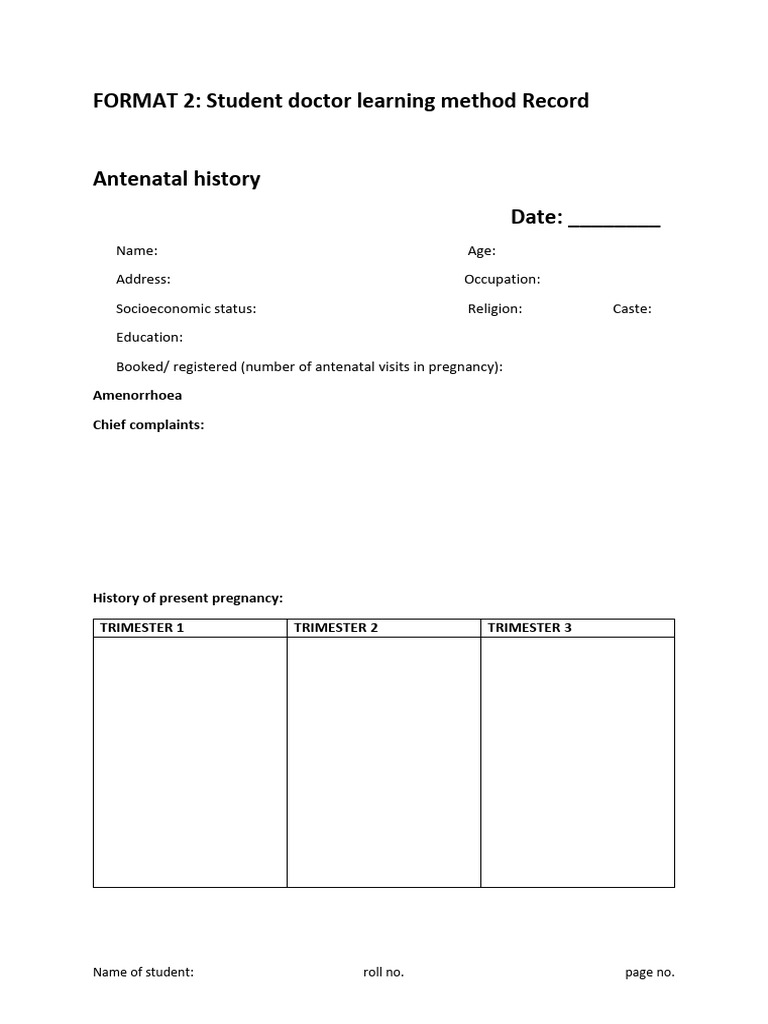 FORMAT 2 Student Doctor Learning Method | PDF | Pregnancy | Obstetrics