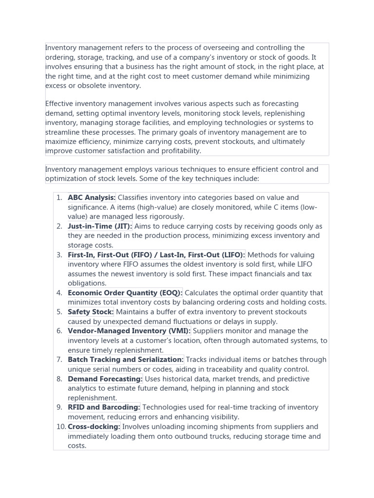 2.2.3lecture Notes On Inventory Management | PDF | Inventory | Supply Chain