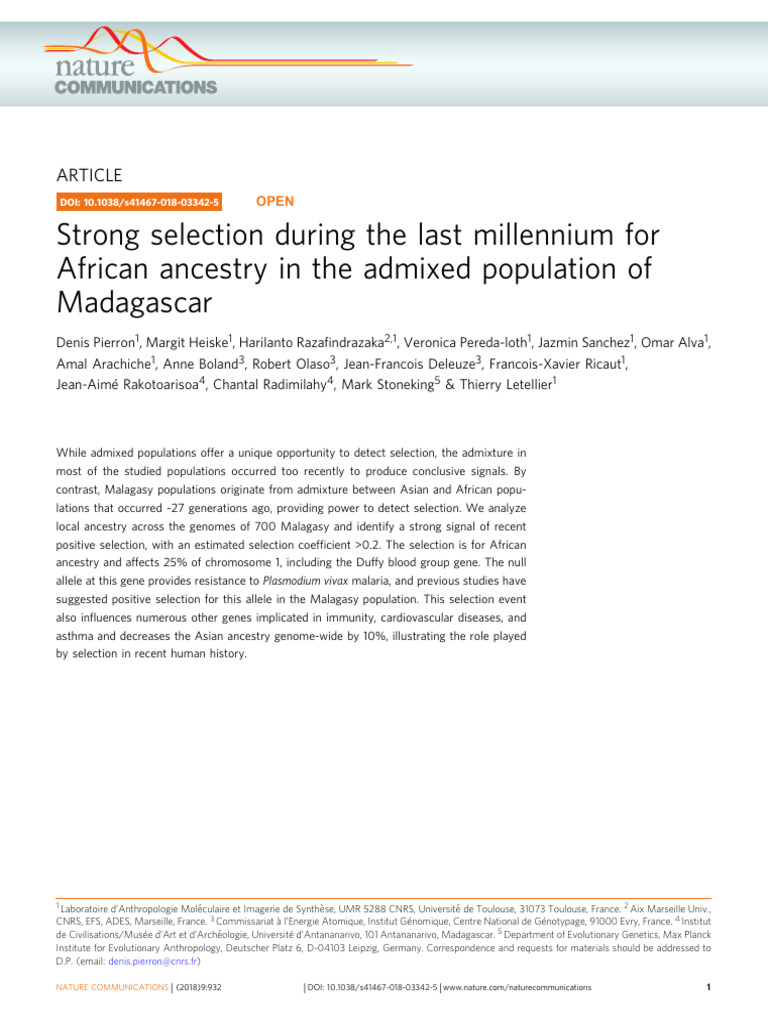 Strong Selection During The Last Millennium For African Ancestry in The ...