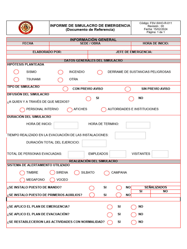 Informe de Simulacro de Emergencia | PDF