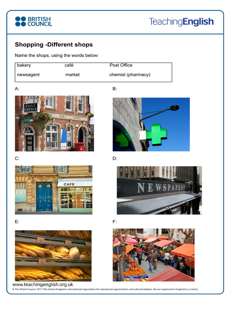 Shopping Vocabulary Exercise | PDF