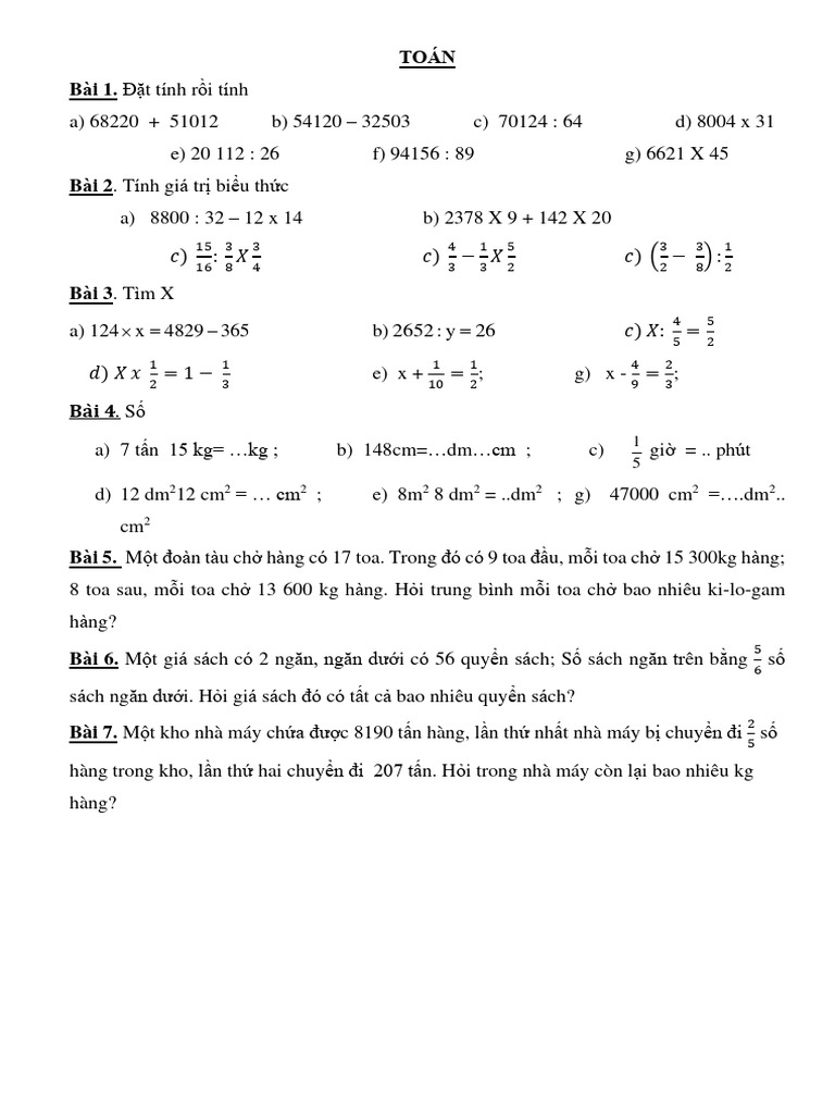 BÀI ÔN TẬP LỚP 4A2 | PDF
