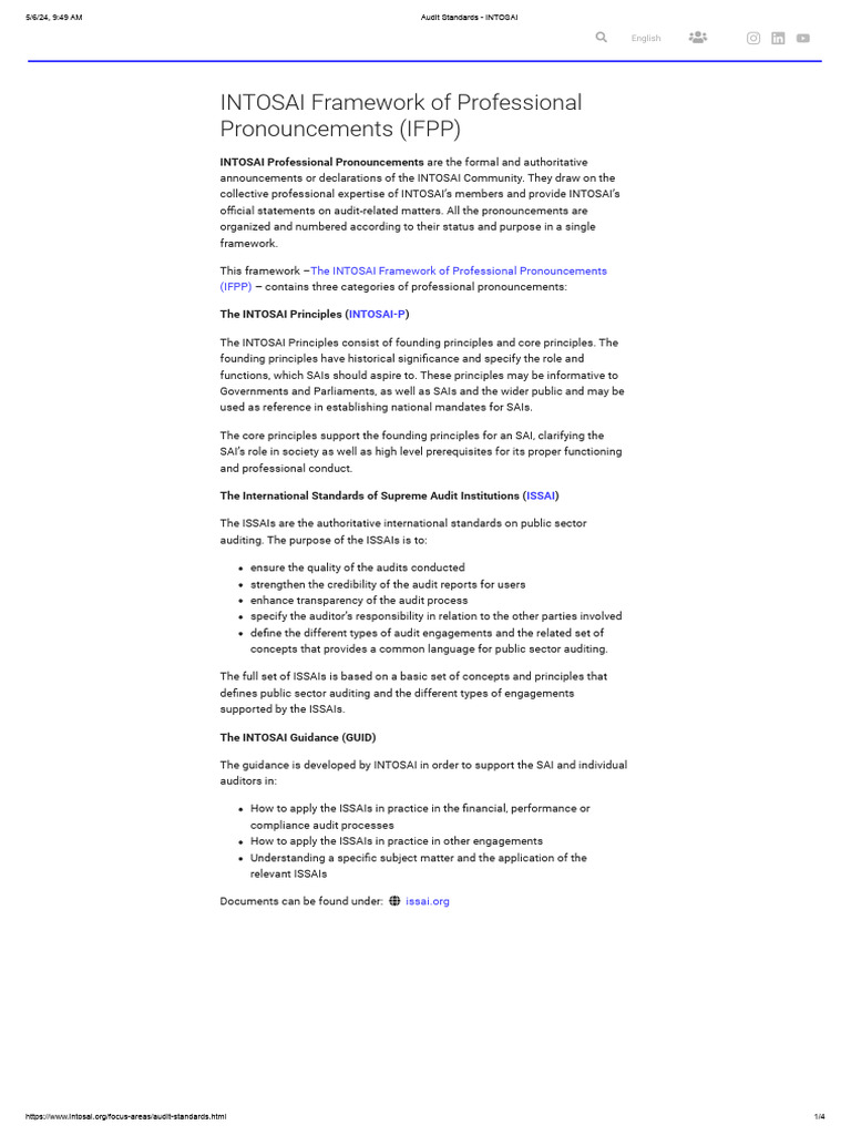 Audit Standards - INTOSAI | PDF | Audit