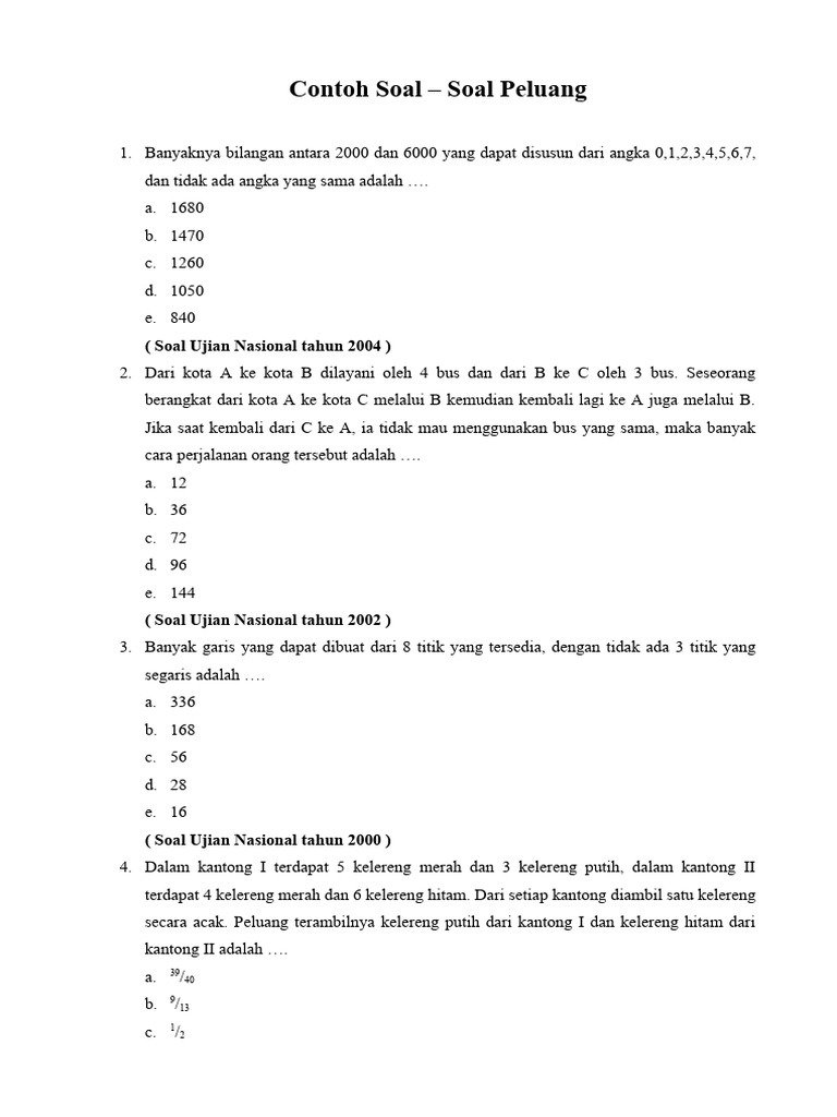 Kumpulan Soal Soal Peluang | PDF