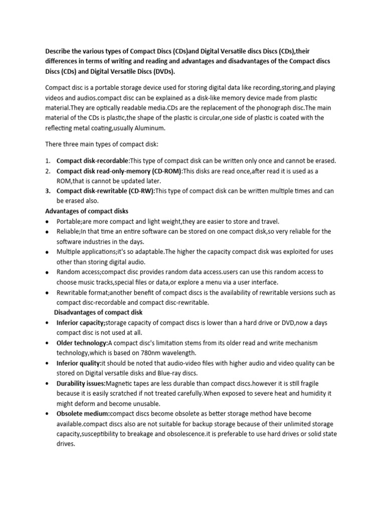 CDs and DVDs | PDF | Compact Disc | Dvd