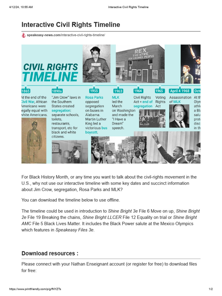 Interactive Civil Rights Timeline | PDF