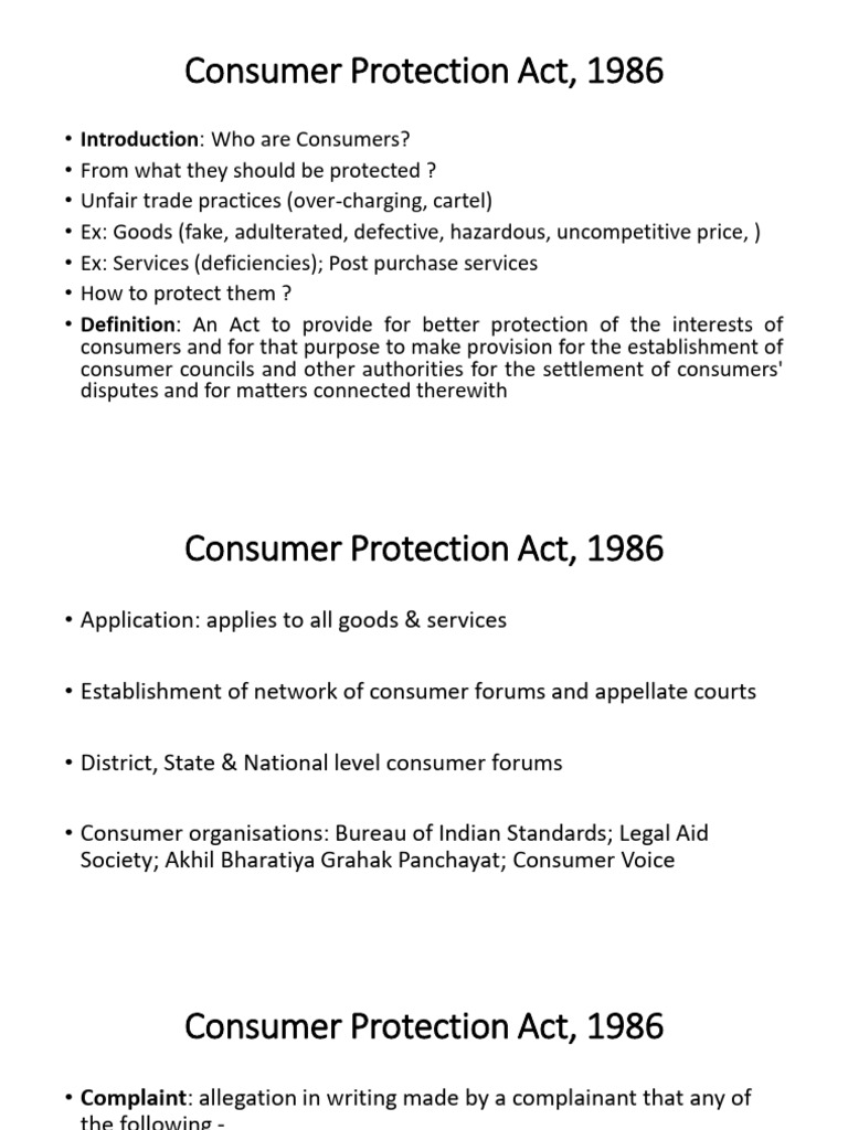 Consumer Protection Act | PDF | Complaint | Consumer Protection