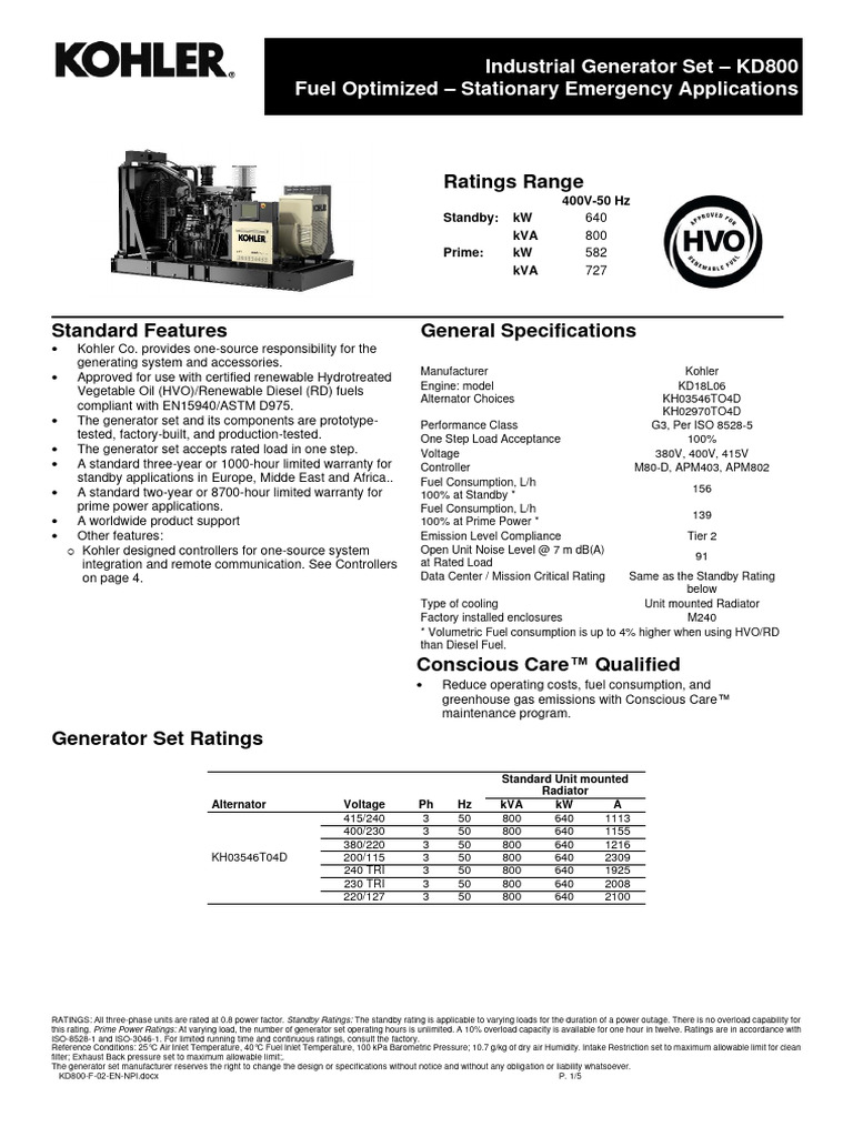 Datasheet_KD800F | PDF | Engines | Diesel Engine