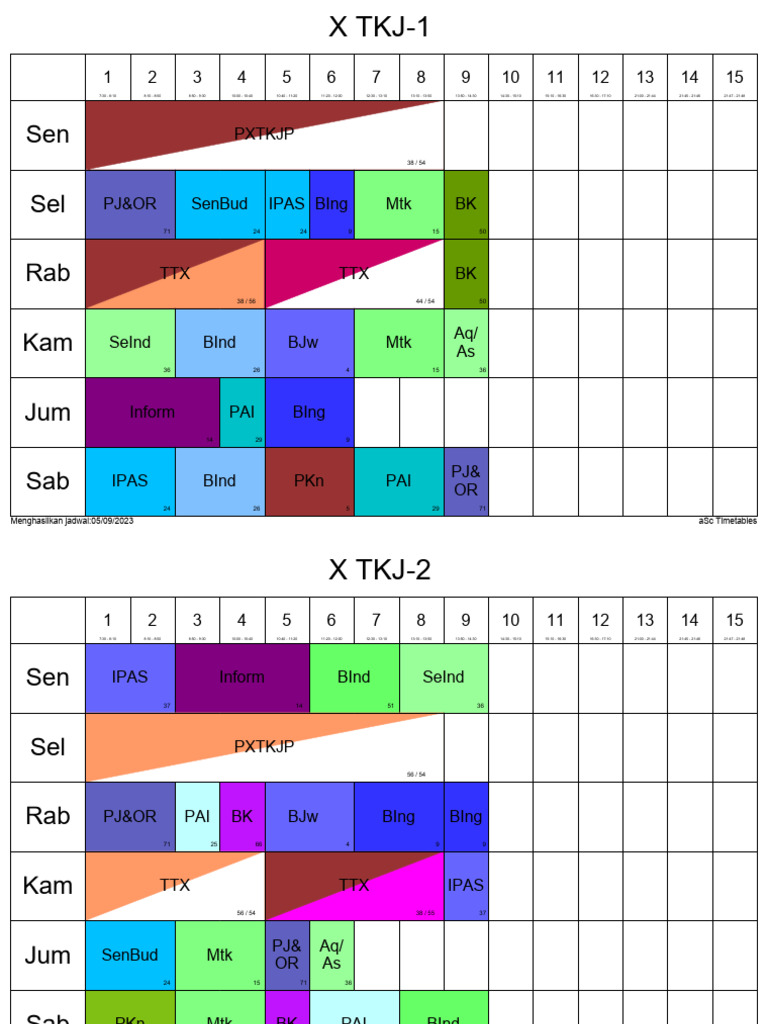Jadwal Pelajaran aSc Timetables 2023 | PDF