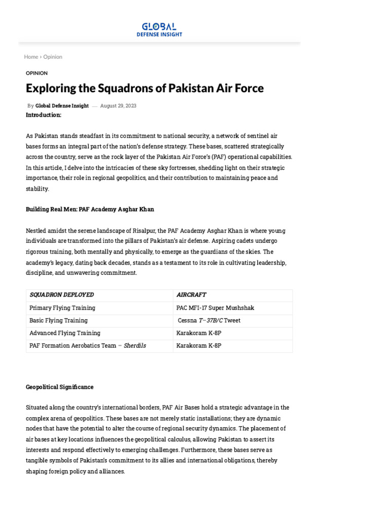 Pakistan Air Force Squadrons Overview | PDF | Aviation | Aircraft