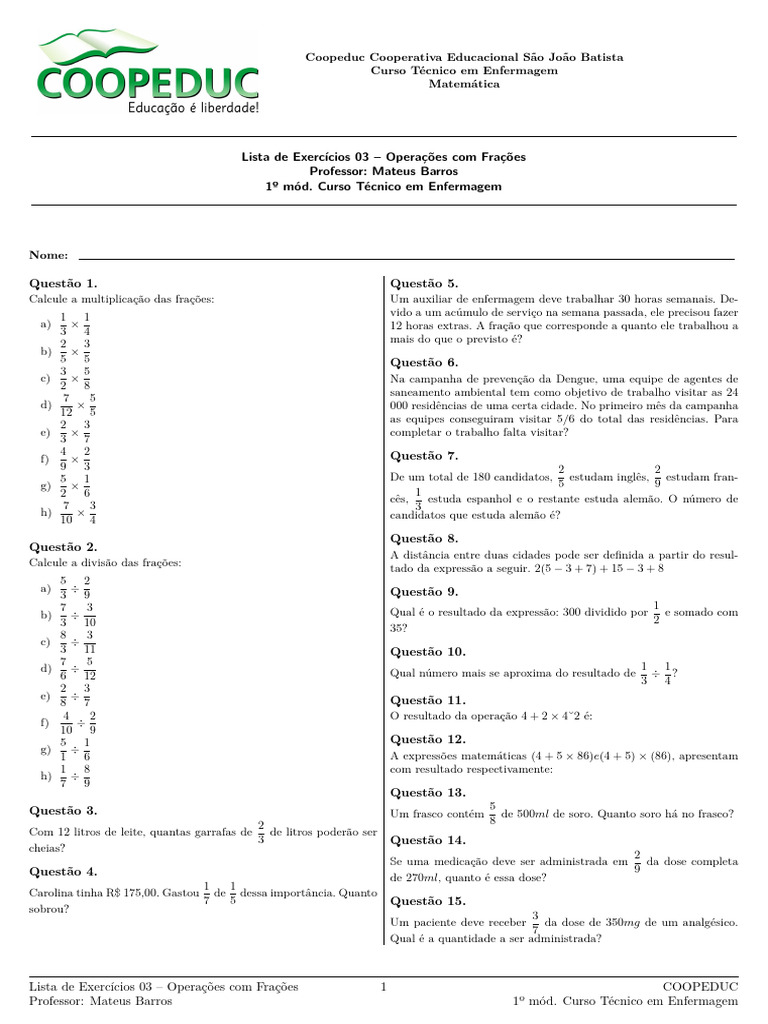Lista Exercícios 03 | PDF
