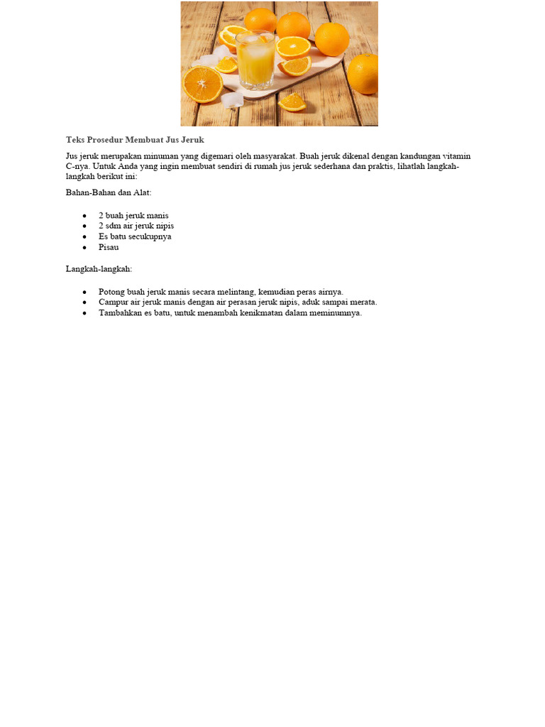 Teks Prosedur Membuat Jus Jeruk | PDF