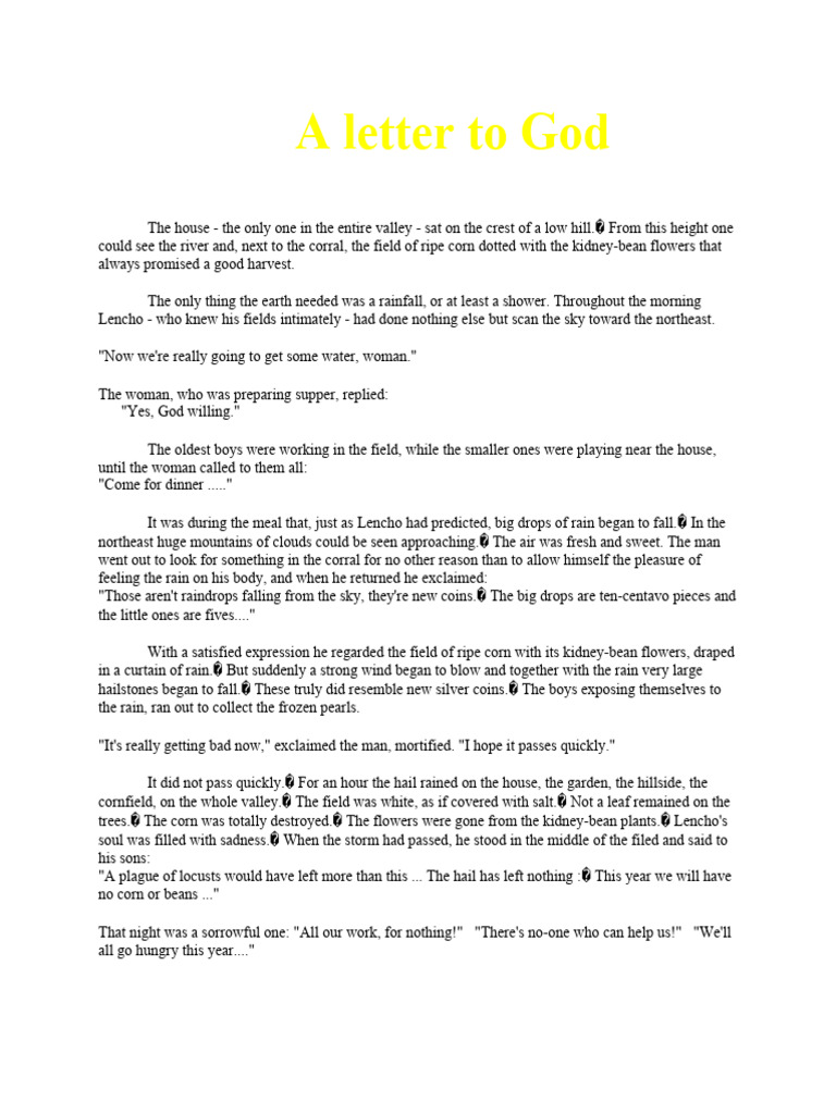 A Letter To God | Download Free PDF | Rain
