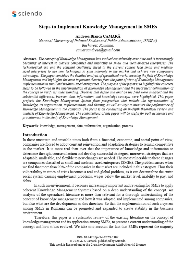 Knowledge Management in SME | PDF | Knowledge Management | Knowledge