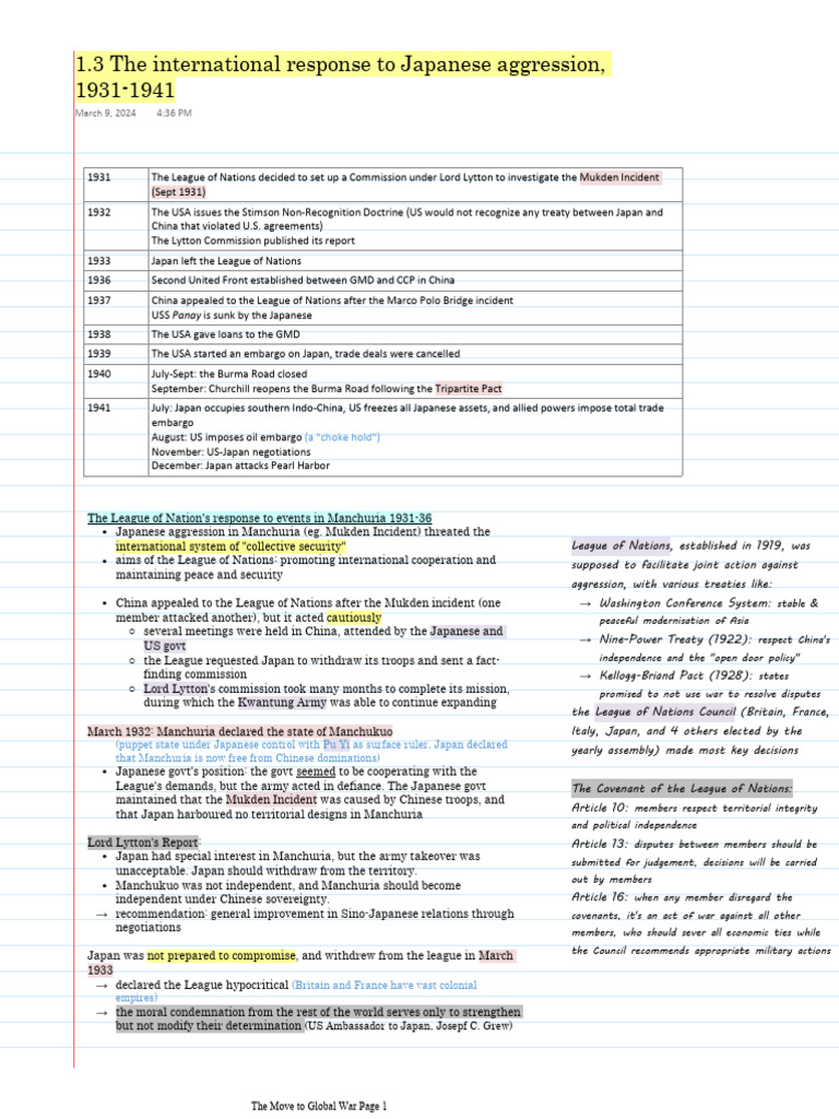 1.3 The International Response To Japanese Aggression, 1931-1941 | PDF ...