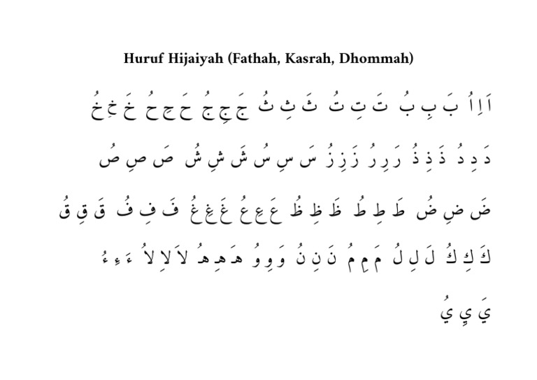 Huruf Hijaiyah: Fathah, Kasrah, Dhommah | PDF | Foreign Language Studies