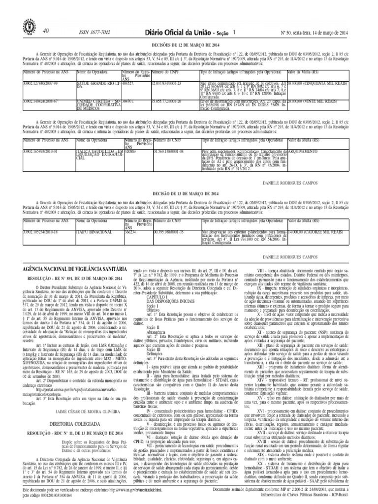 14-03-2014-Rdc-11-Requisitos-Boas-Prticas-Funcionamento Pag 1 | PDF