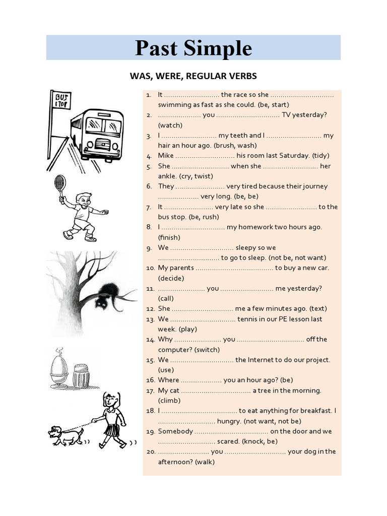 Past Simple Was Were Regular Verbs - 92045 | PDF