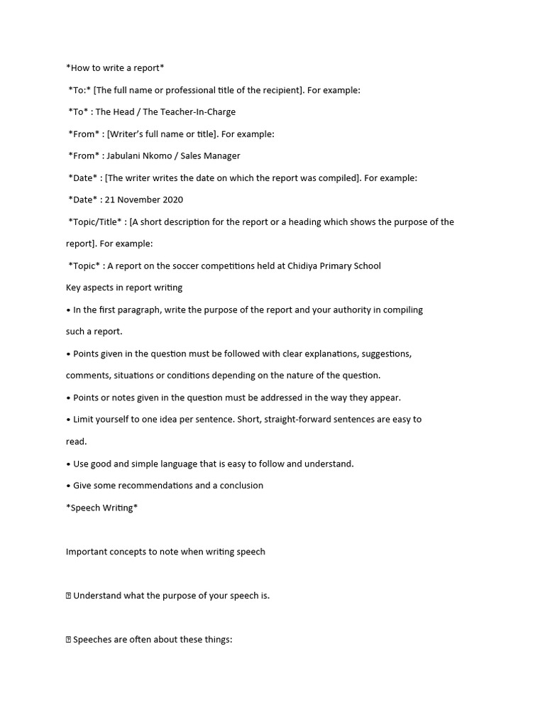 Guide to Report and Speech Writing | PDF | Human Communication | Cognition