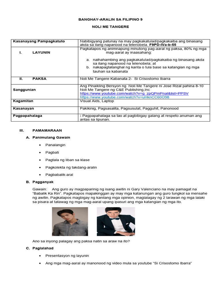 Lesson Plan Fil 9 | PDF