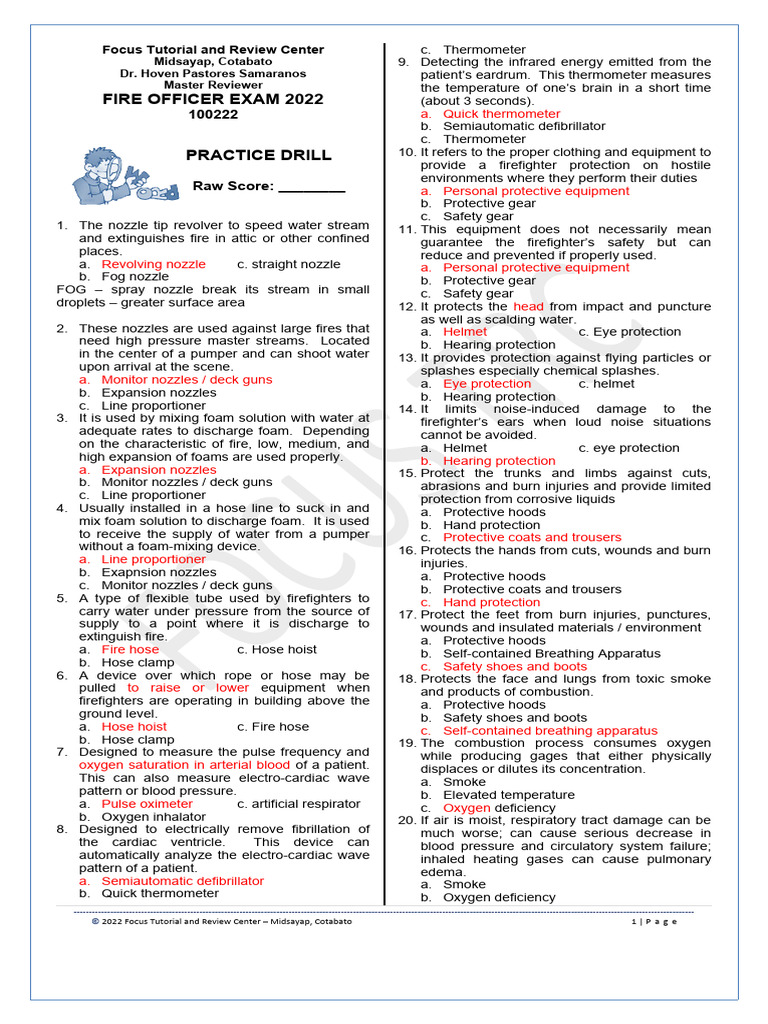 100222 sunday FOE review test answers | PDF | Fires | Combustion