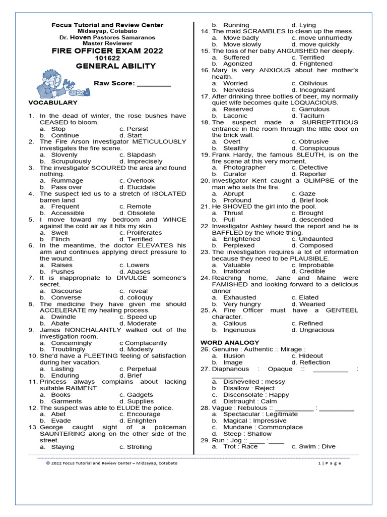 Sunday FOE General Ability Materials | PDF | Fires | Combustion